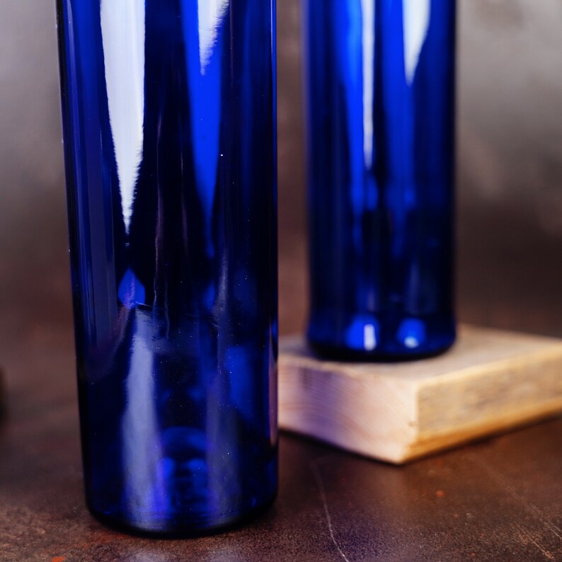 Vintage Cobalt Blue Glass Bottles Set Of 2 Decorative Vases Home Decor Collectibles Etsy