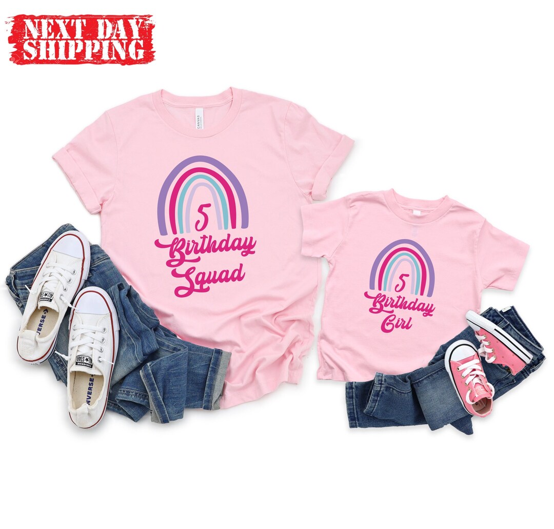 Custom Rainbow Birthday Girl Shirt, Personalized Birthday Group Shirt ...