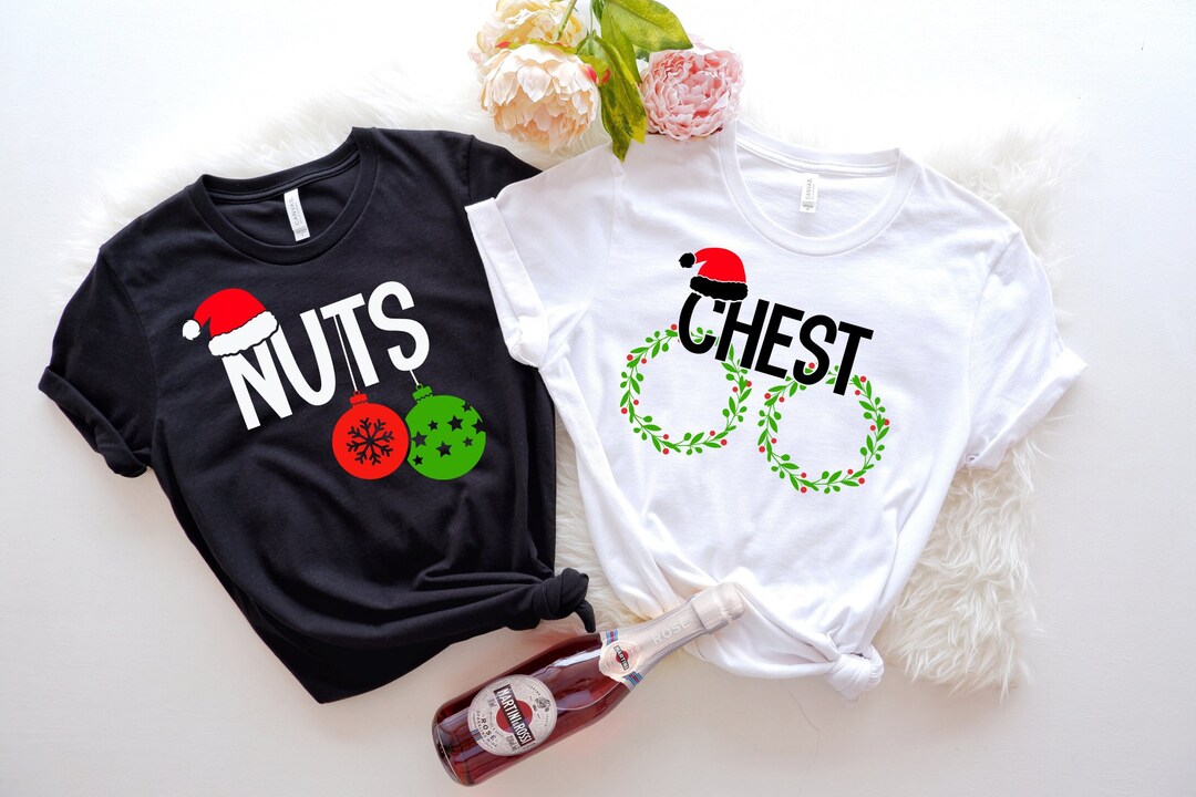 Chest Nuts Christmas Matching Shirts, Couples Christmas Tshirt, Funny ...