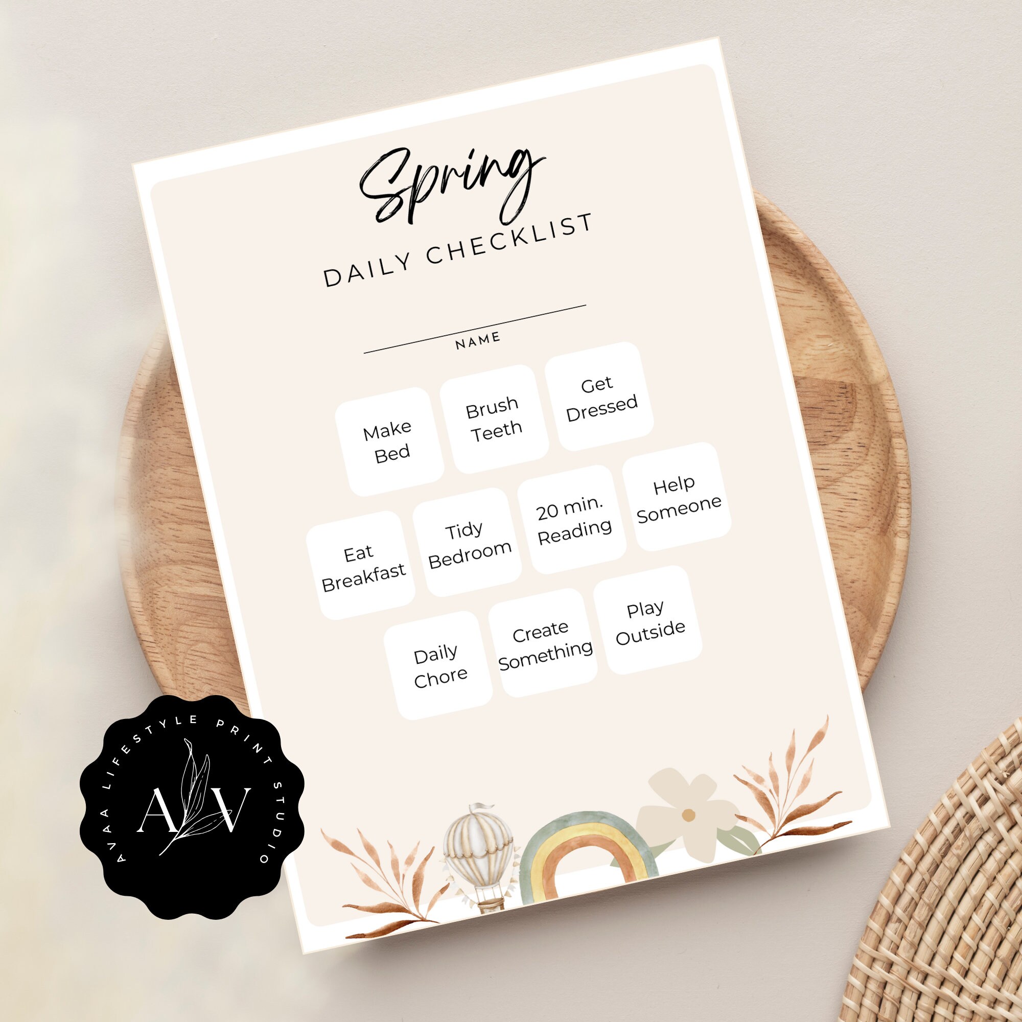 Daily Checklist Printable Checklists Instant Download Spring Cleaning ...