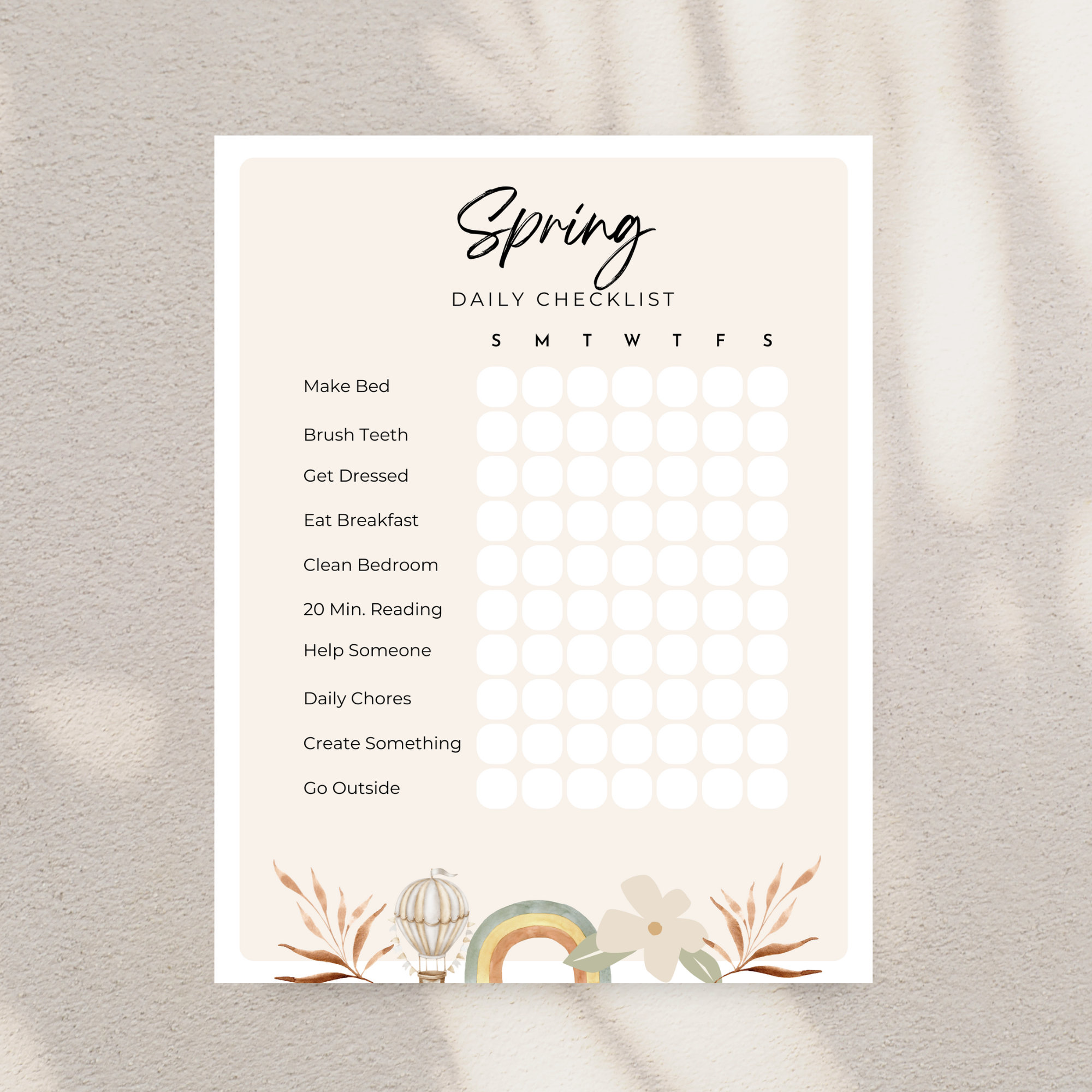 Daily Checklist Printable Checklists Instant Download Spring Cleaning ...