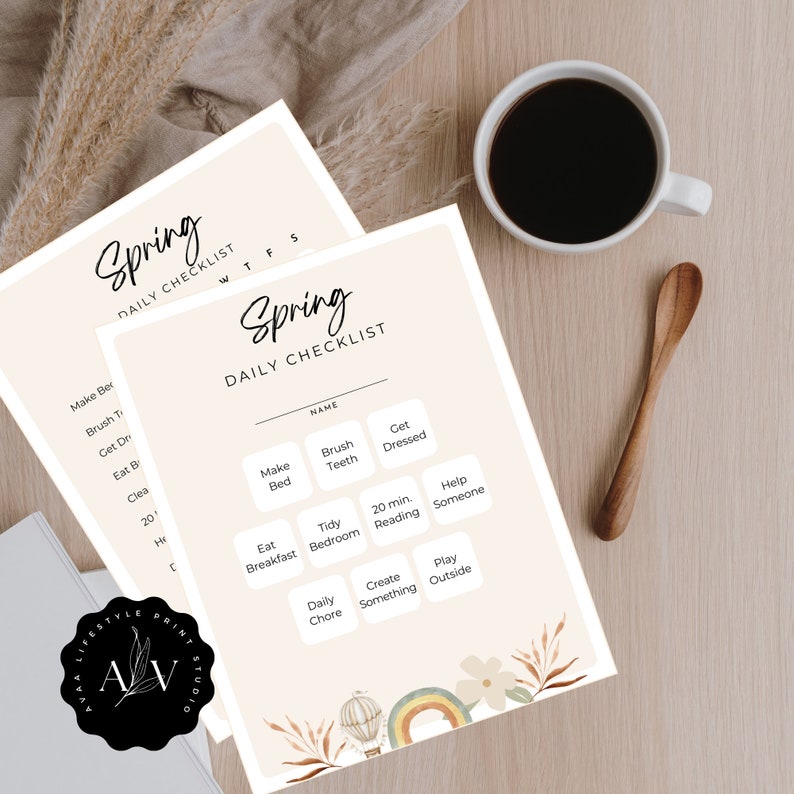 Daily Checklist | Printable | Checklists | Instant Download | Spring ...