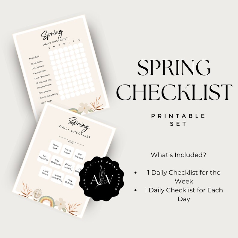 Daily Checklist | Printable | Checklists | Instant Download | Spring ...