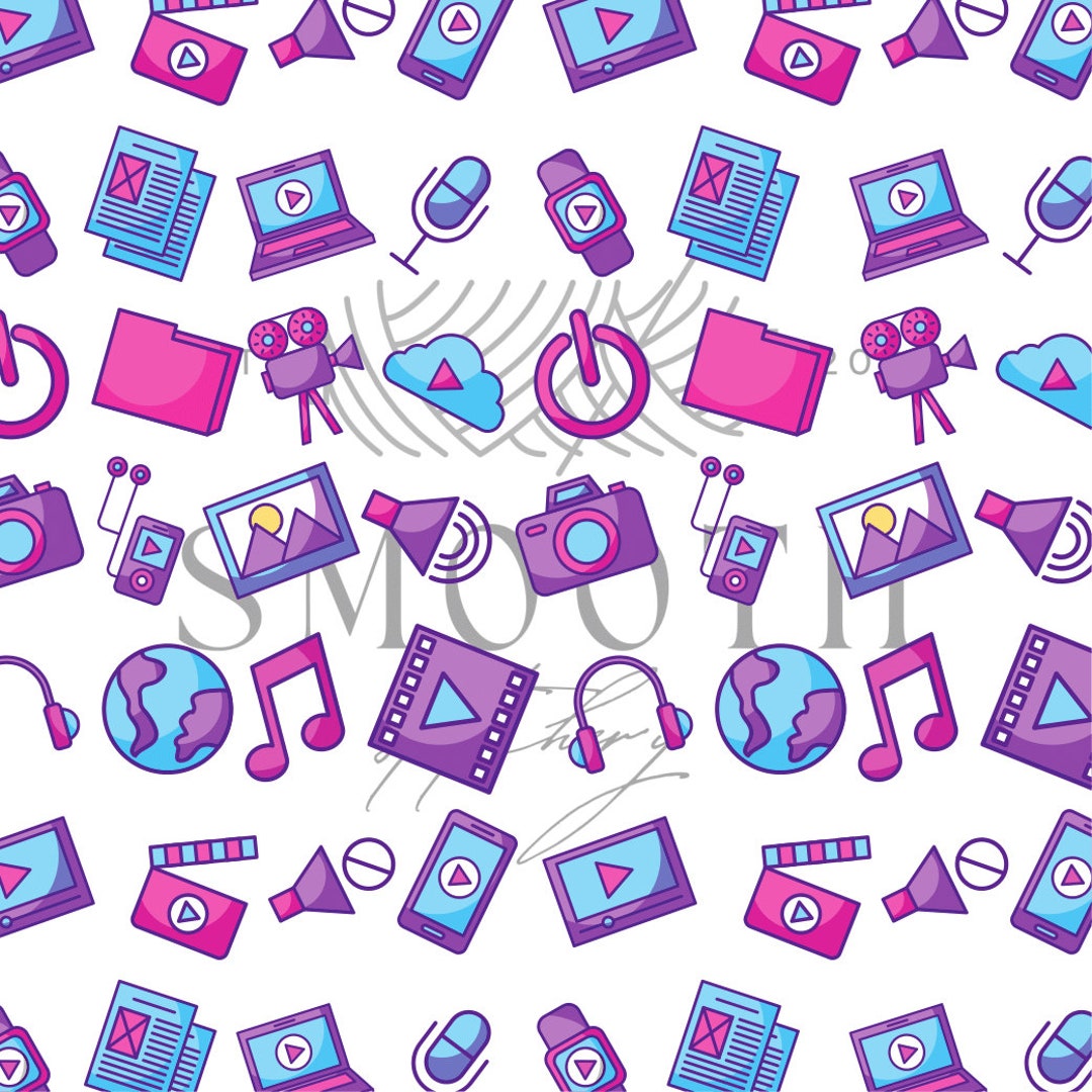 Seamless Digital Icons Pattern, Seamless Pattern, Printable Repeat ...