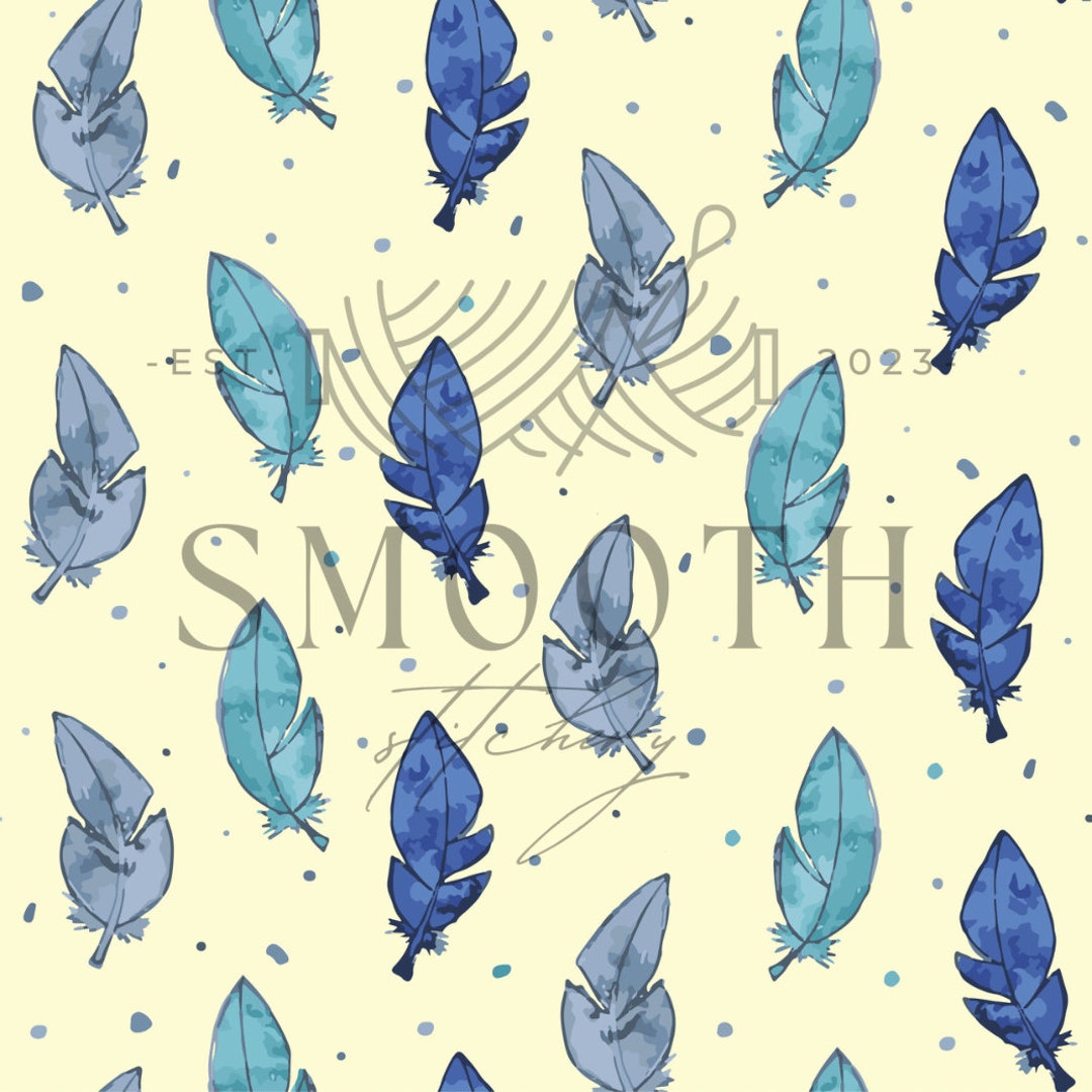Blue Seamless Feather Pattern, Seamless Pattern, Printable Repeat ...