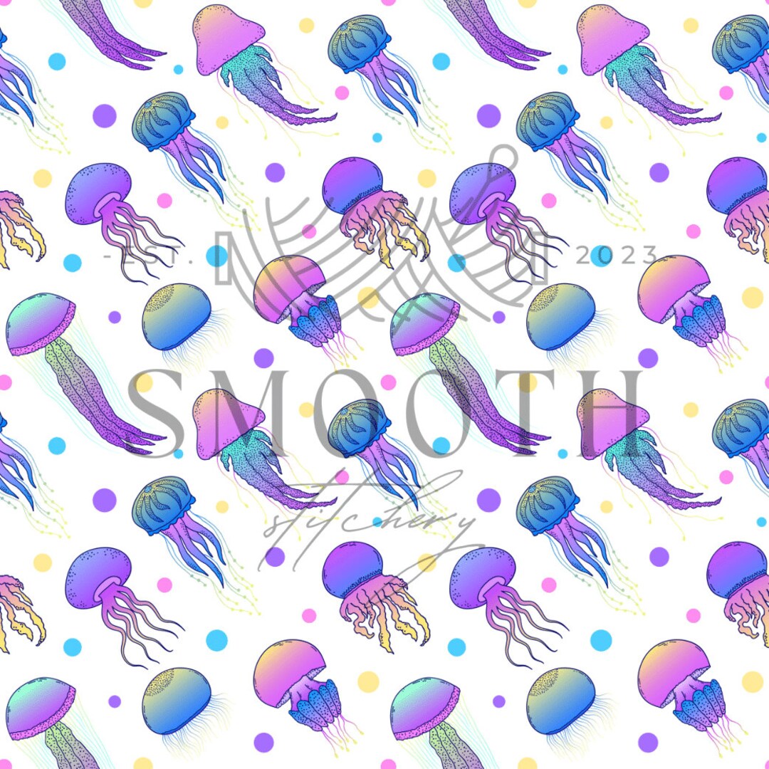 Seamless Ocean Jelly Fish Pattern, Seamless Pattern, Printable Repeat ...