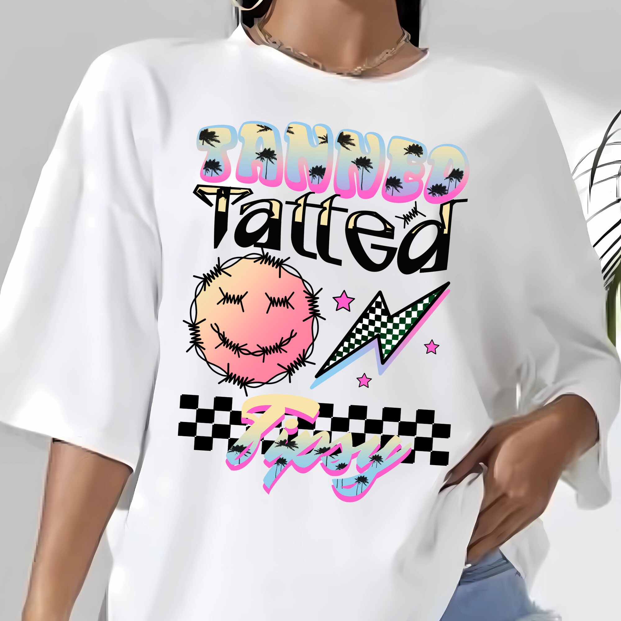 Tanned Tatted and Tipsy 3 Png/svg Summer Smiley Face - Etsy