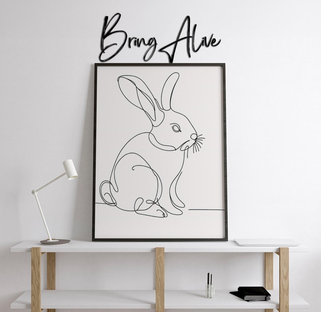 Simple Rabbit Lineart Drawing Single Line Rabbit - Etsy