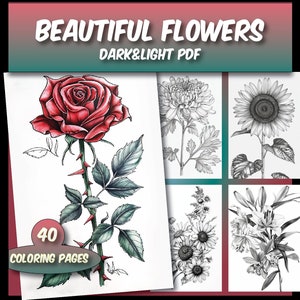 40 Flowers Coloring Pages, Floral Grayscale Coloring Sheets, Floral ...