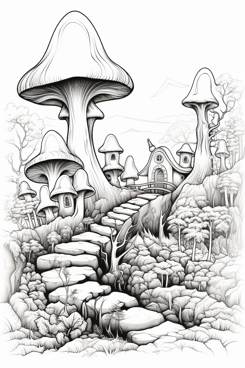 50 Magical Paths Coloring Pages ,greyscale Coloring Pages for Adults ...