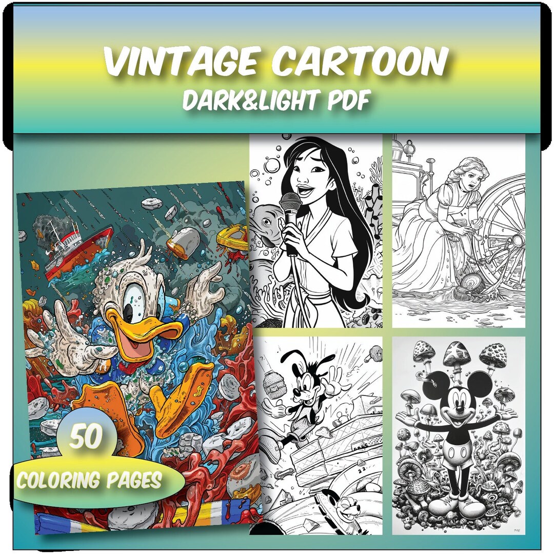 50 Vintage Cartoon Coloring Pages ,cartoon Inspiered Coloring Book for ...