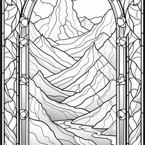 50 Stained Glass Coloring Pages ,grayscale Windows Art Coloring Sheets ...