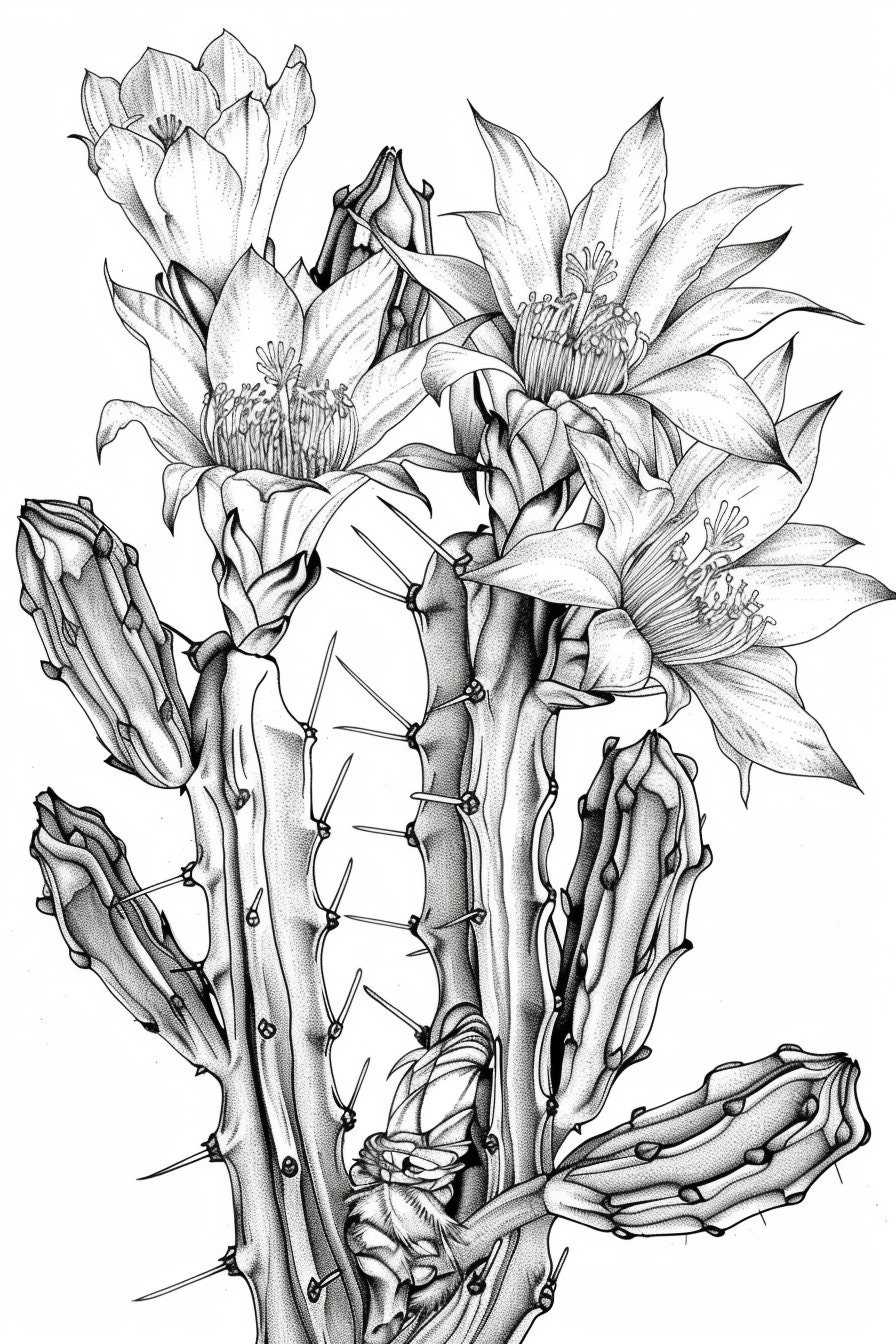 35 Succulents Coloring Pages, Cactus Coloring Pages, Floral Grayscale ...