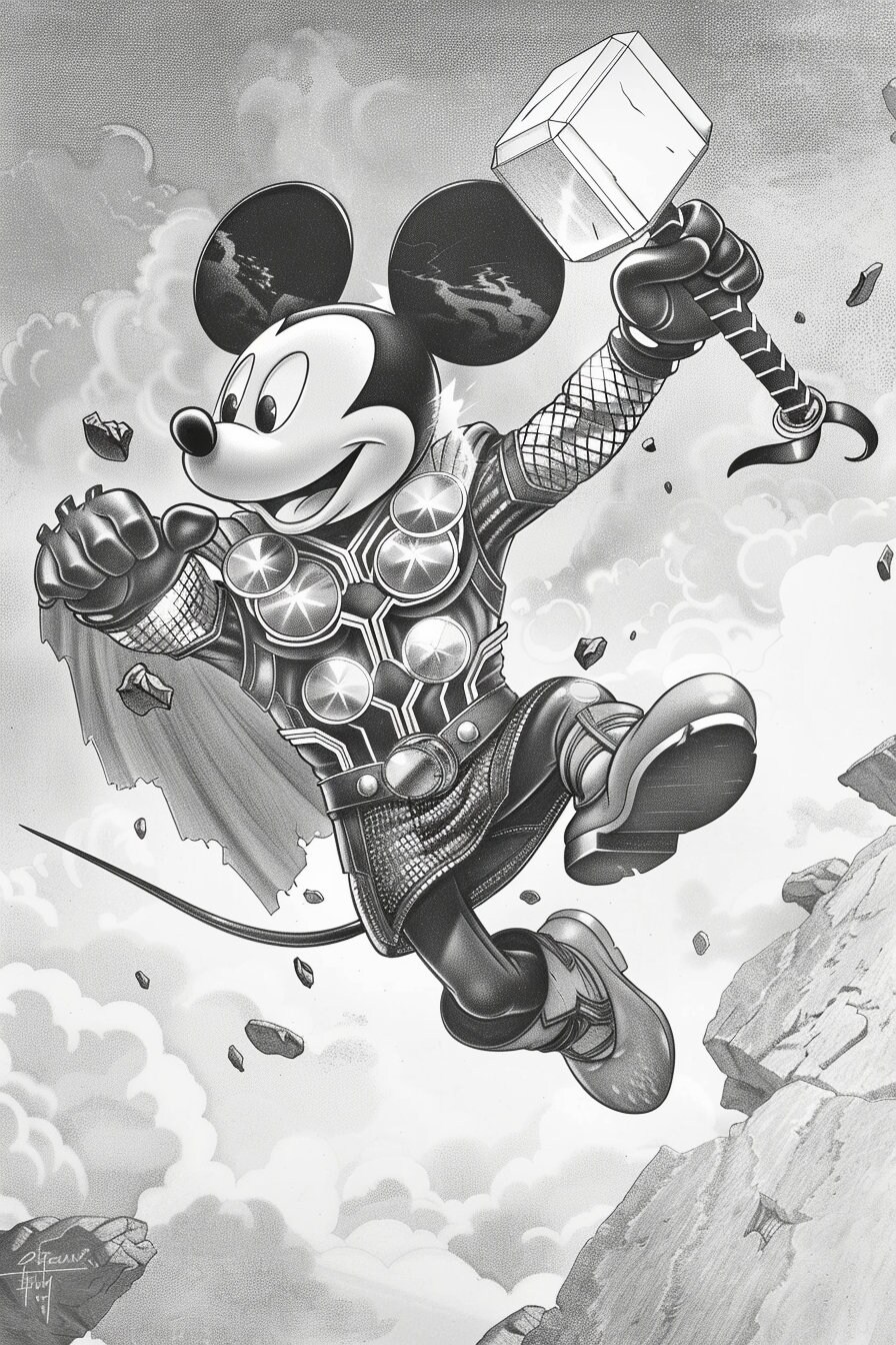 Super Mickey :A Marvel-dc Coloring Collection,35 Adults Grayscale ...