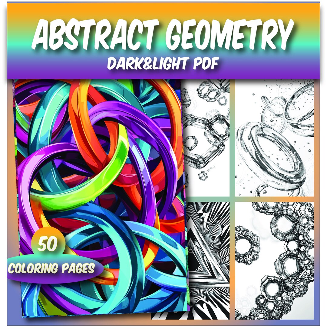 50 Abstract Geometry Coloring Pages , Geometry Shapes Coloring Book ...