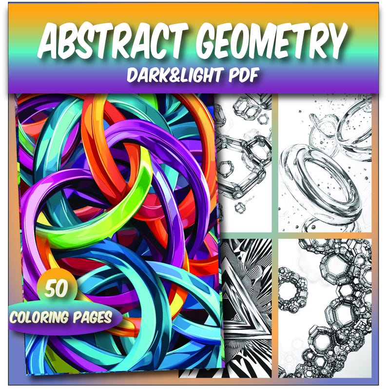 50 Abstract Geometry Coloring Pages , Geometry Shapes Coloring Book ...