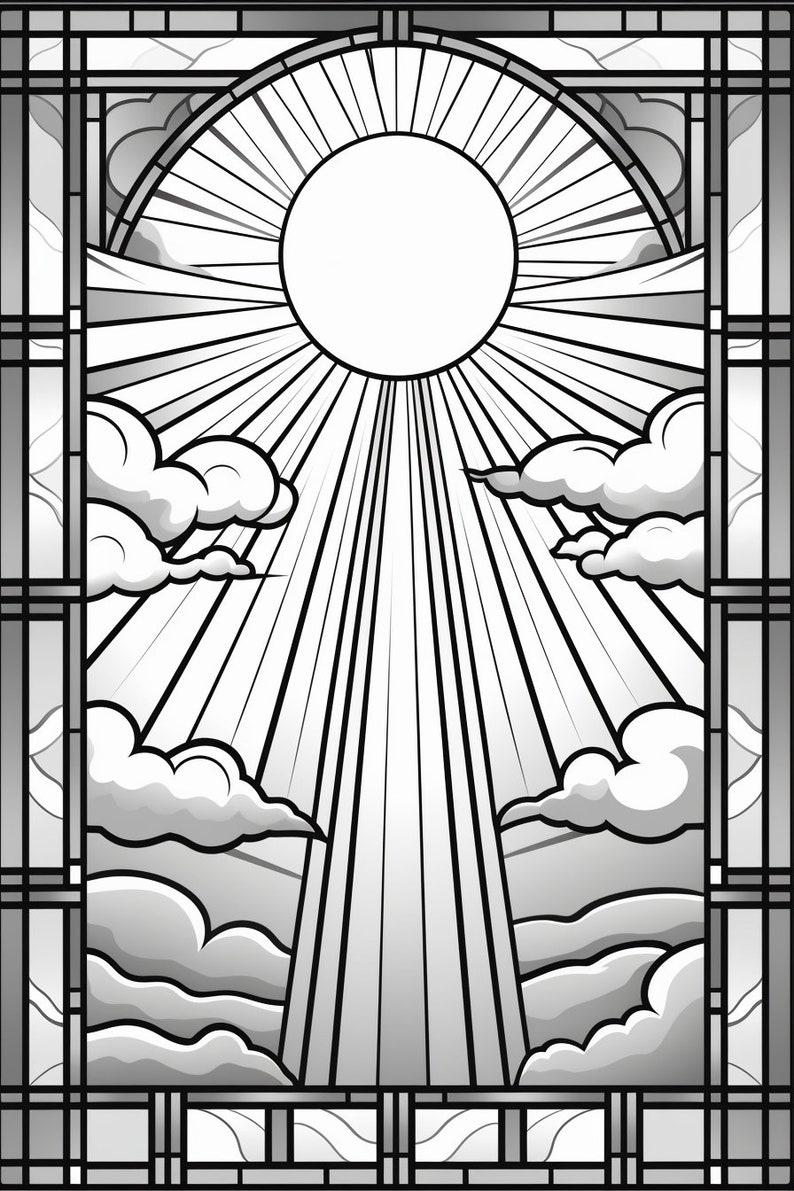 50 Stained Glass Coloring Pages ,grayscale Windows Art Coloring Sheets ...