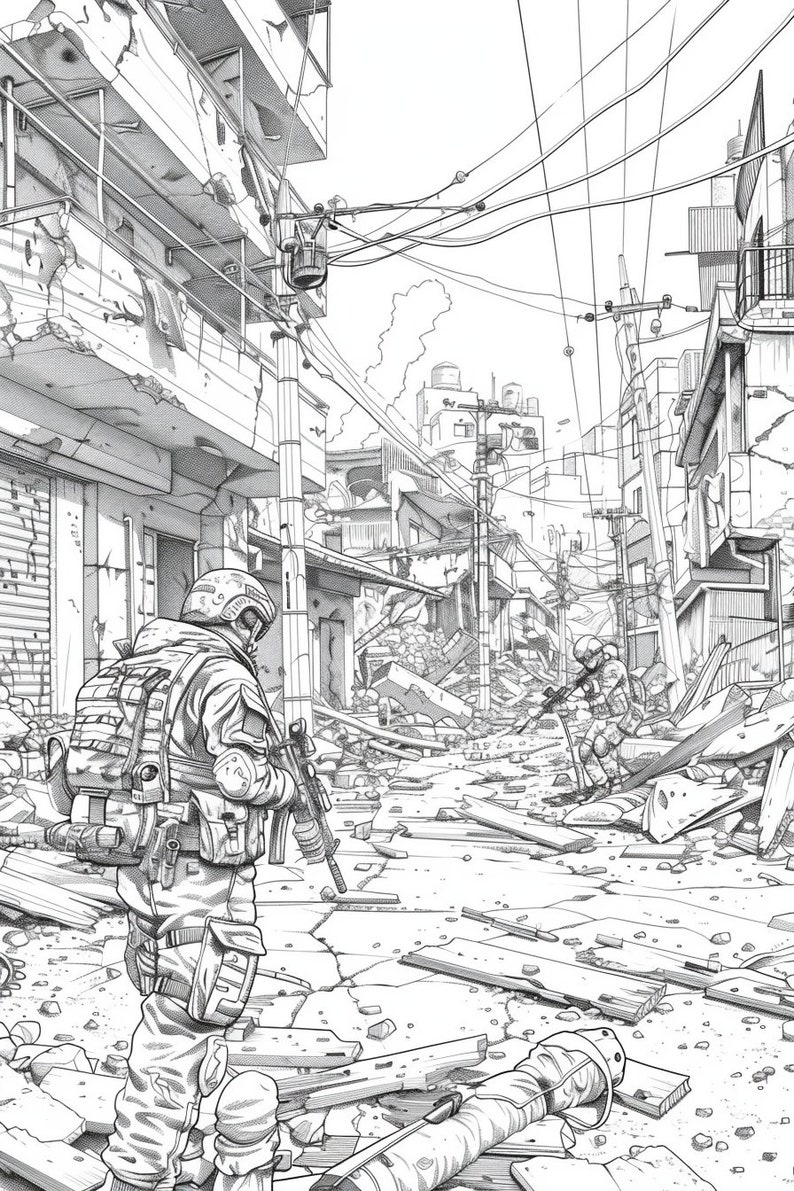 35 War-zone Coloring Pages,military Coloring Book,soldiers Coloring Pages for Kids and Adults - Etsy