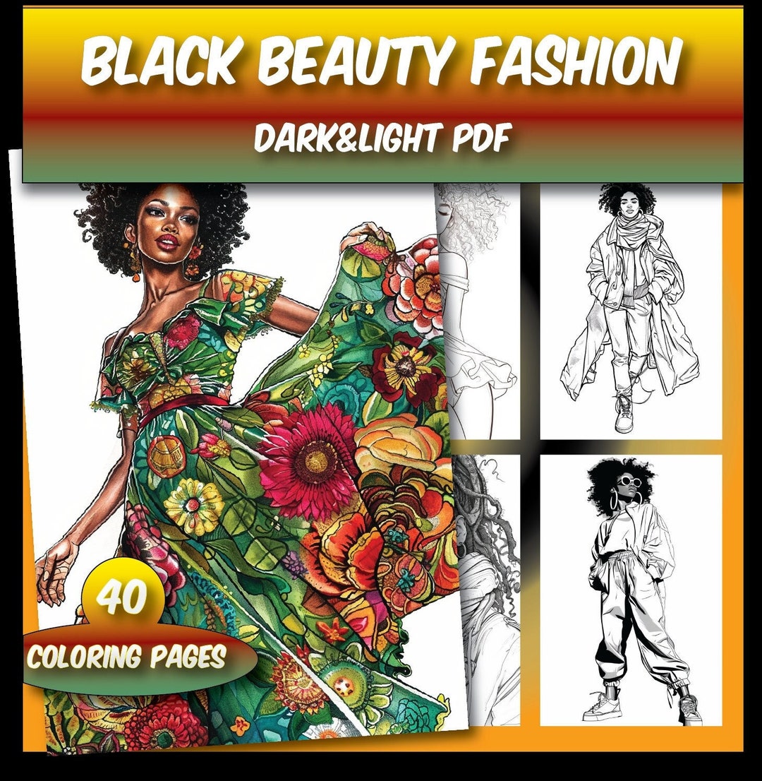 40 Black Beauty Fashion Coloring Pages, Black Women Fashion Coloring ...