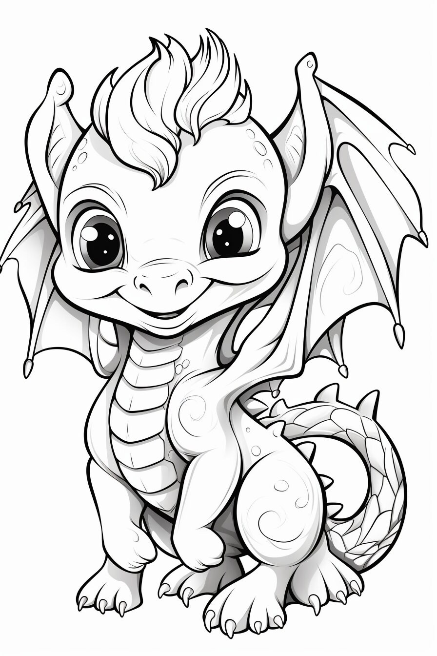 45 Fantasy Dragons Coloring Pages for Kids, Funny Little Dragons ...