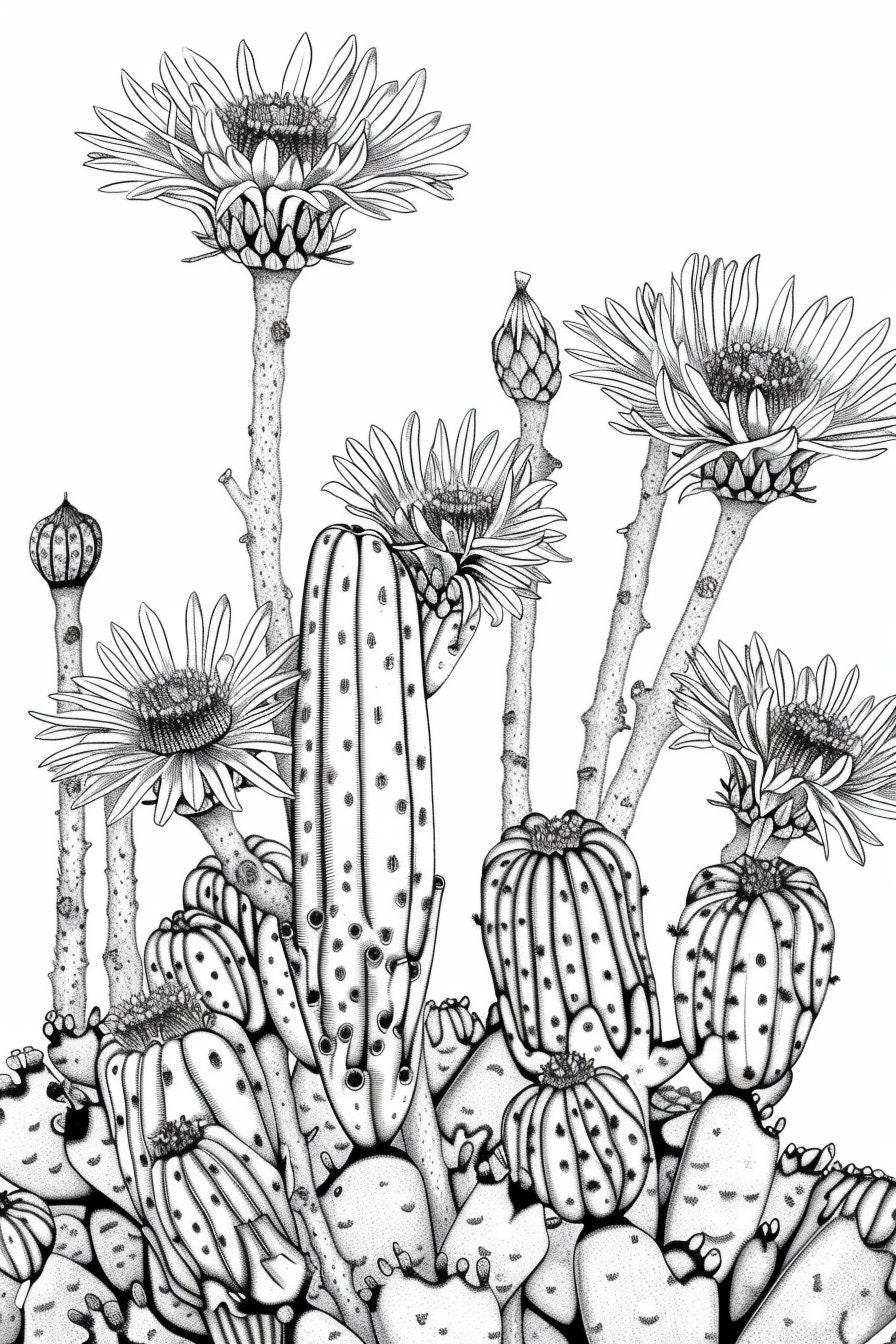 35 Succulents Coloring Pages, Cactus Coloring Pages, Floral Grayscale ...