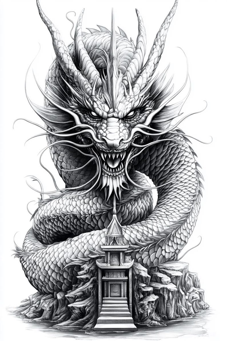 32 Angry Dragons Coloring Pages, Grayscale Coloring Sheets, Adults ...
