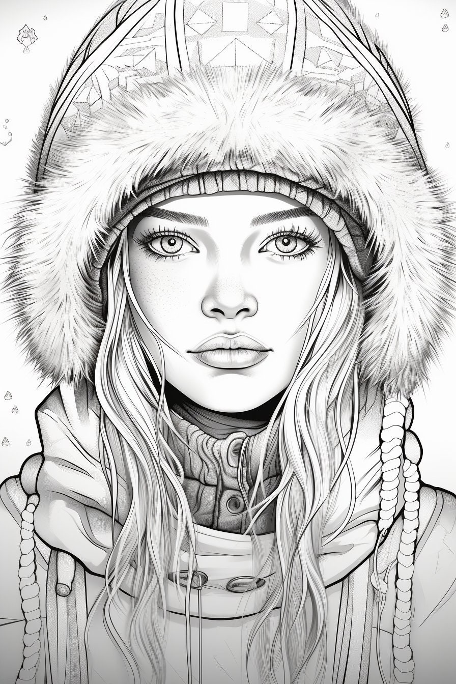 100 Women Portraits Coloring Pages, Beautiful Woman Coloring Sheets ...