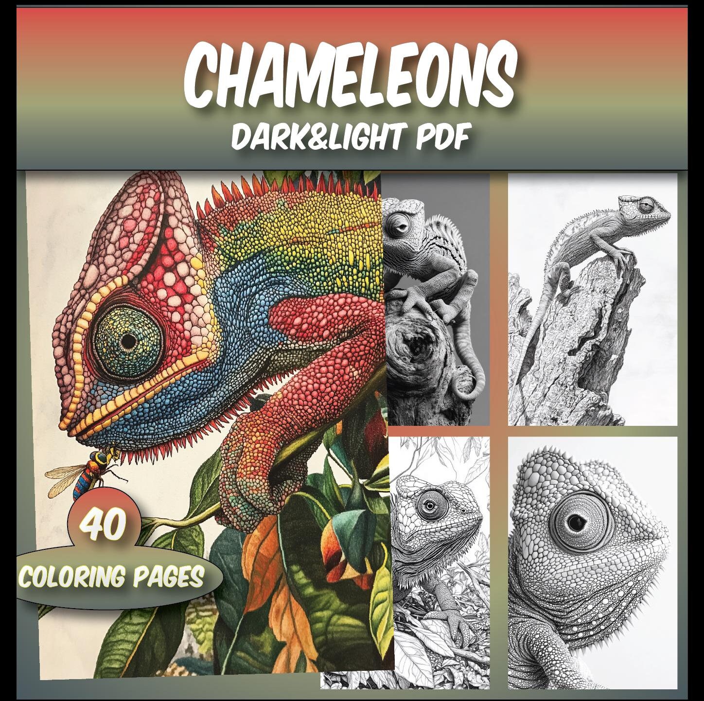 40 Cameleon Coloring Pages for Adults,chameleon Coloring Book ...