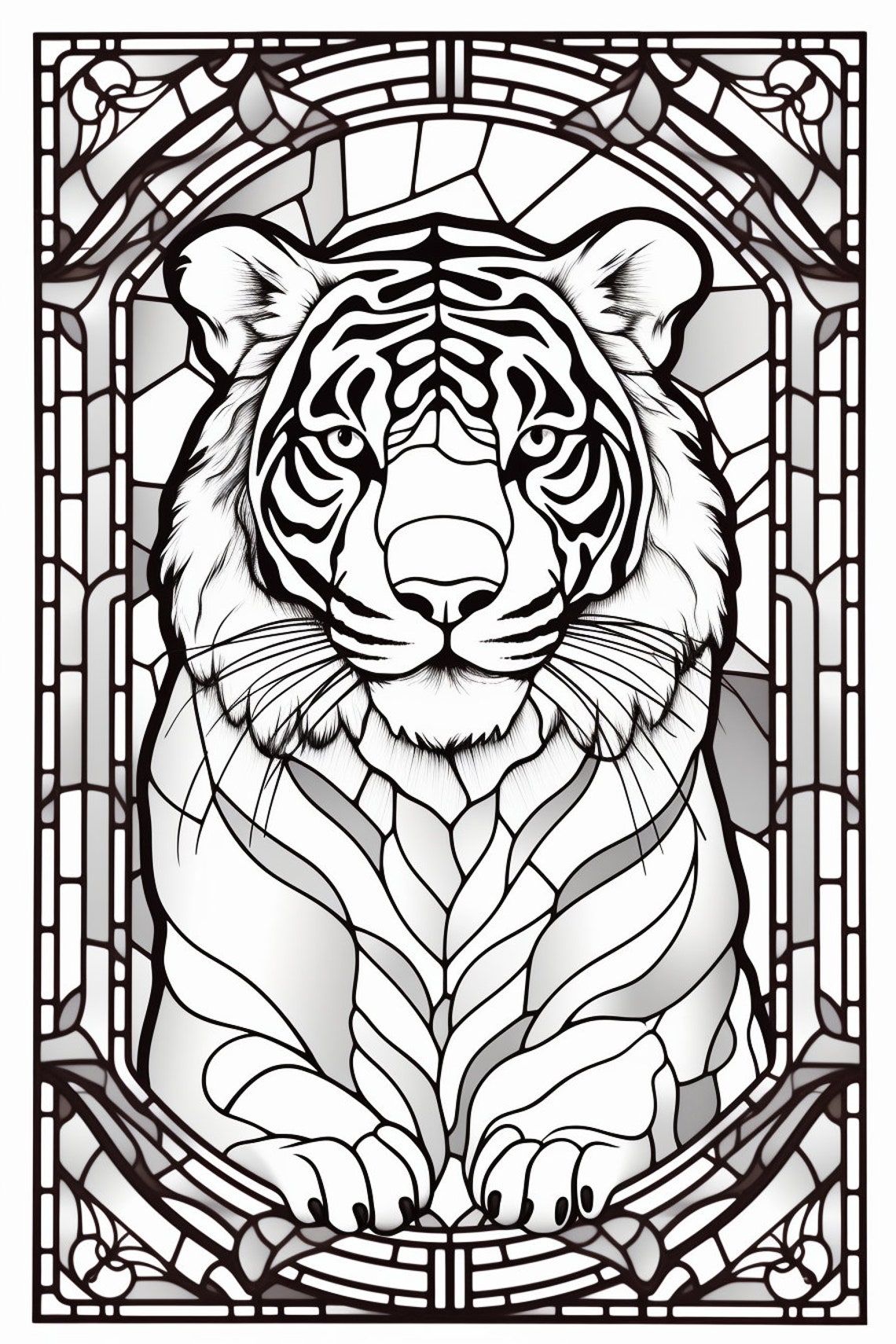 45 Stained Glass Animal Coloring Pages for Adults, Animal Coloring ...