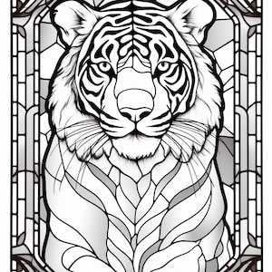 45 Stained Glass Animal Coloring Pages for Adults, Animal Coloring ...