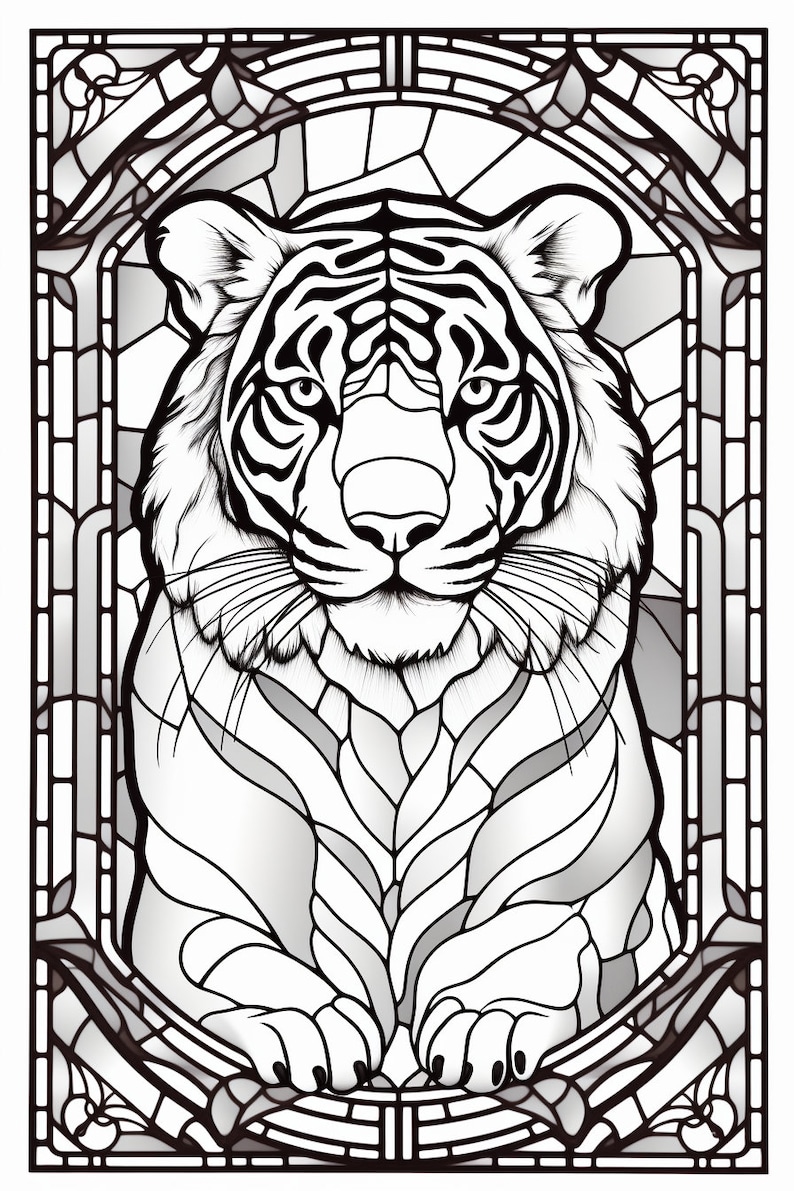45 Stained Glass Animal Coloring Pages for Adults, Animal Coloring ...