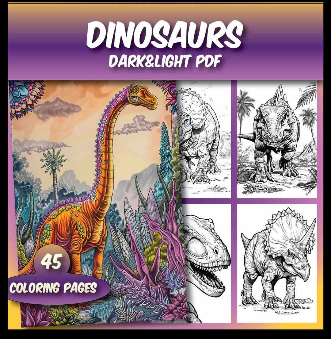 Jurassic Dreams: 45 Dinosaur Coloring Pages for Relaxation and ...