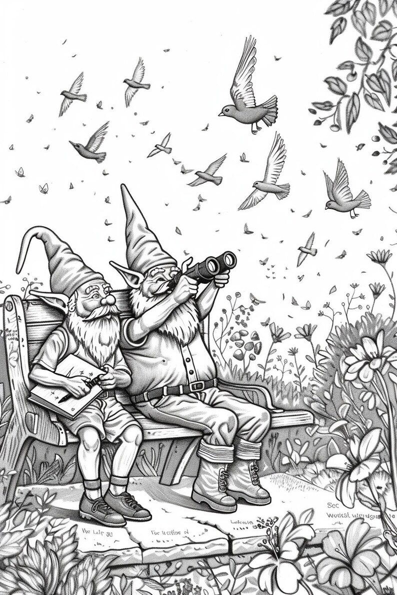 35 Happy Garden Gnomes Coloring Pages,grayscale Coloring Pages, Happy ...