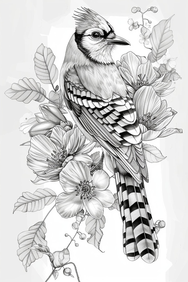 35 Beautiful Birds Coloring Pages, Parrot Coloring Pages, Digital ...