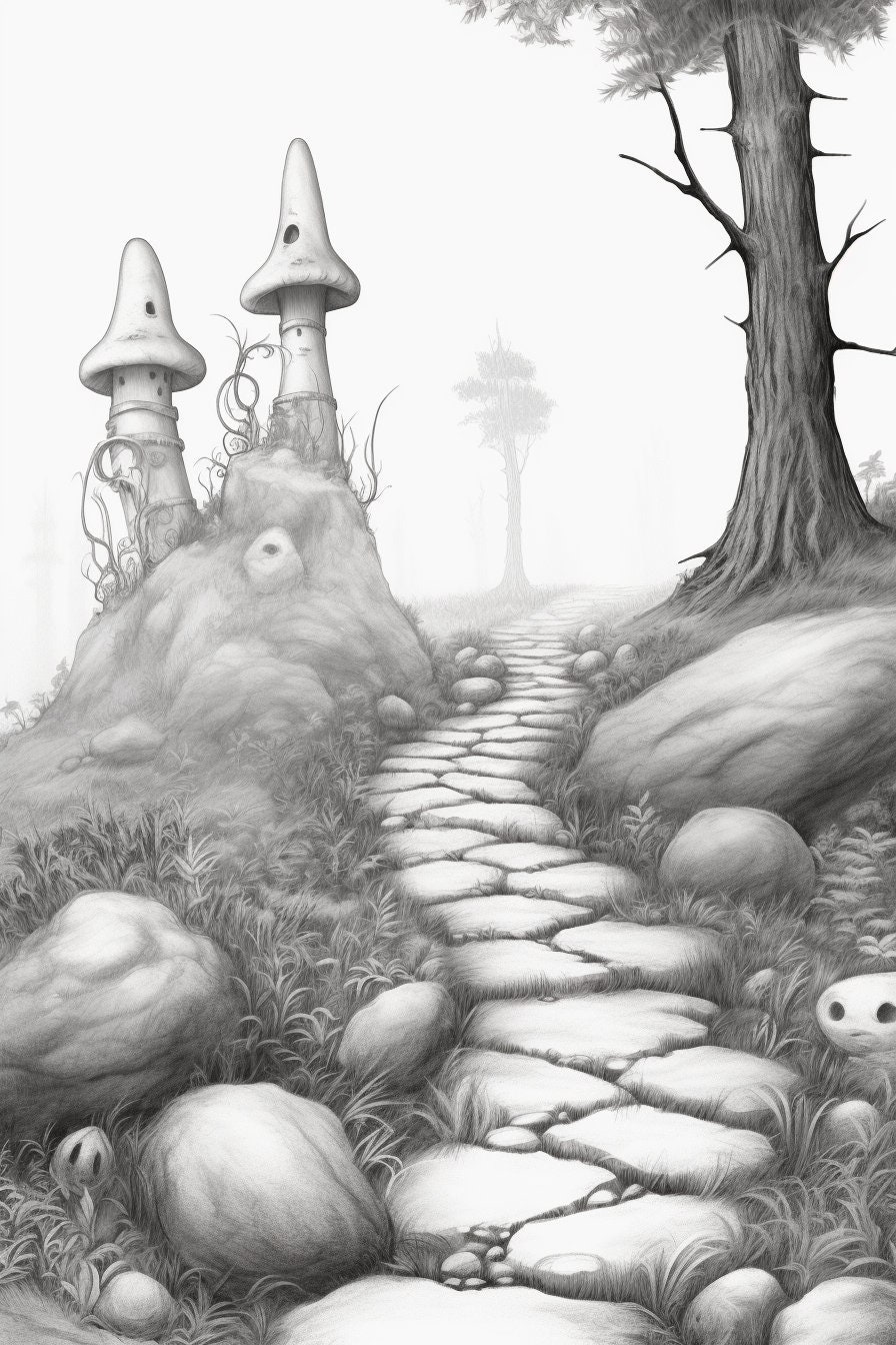 50 Magical Paths Coloring Pages ,greyscale Coloring Pages for Adults ...