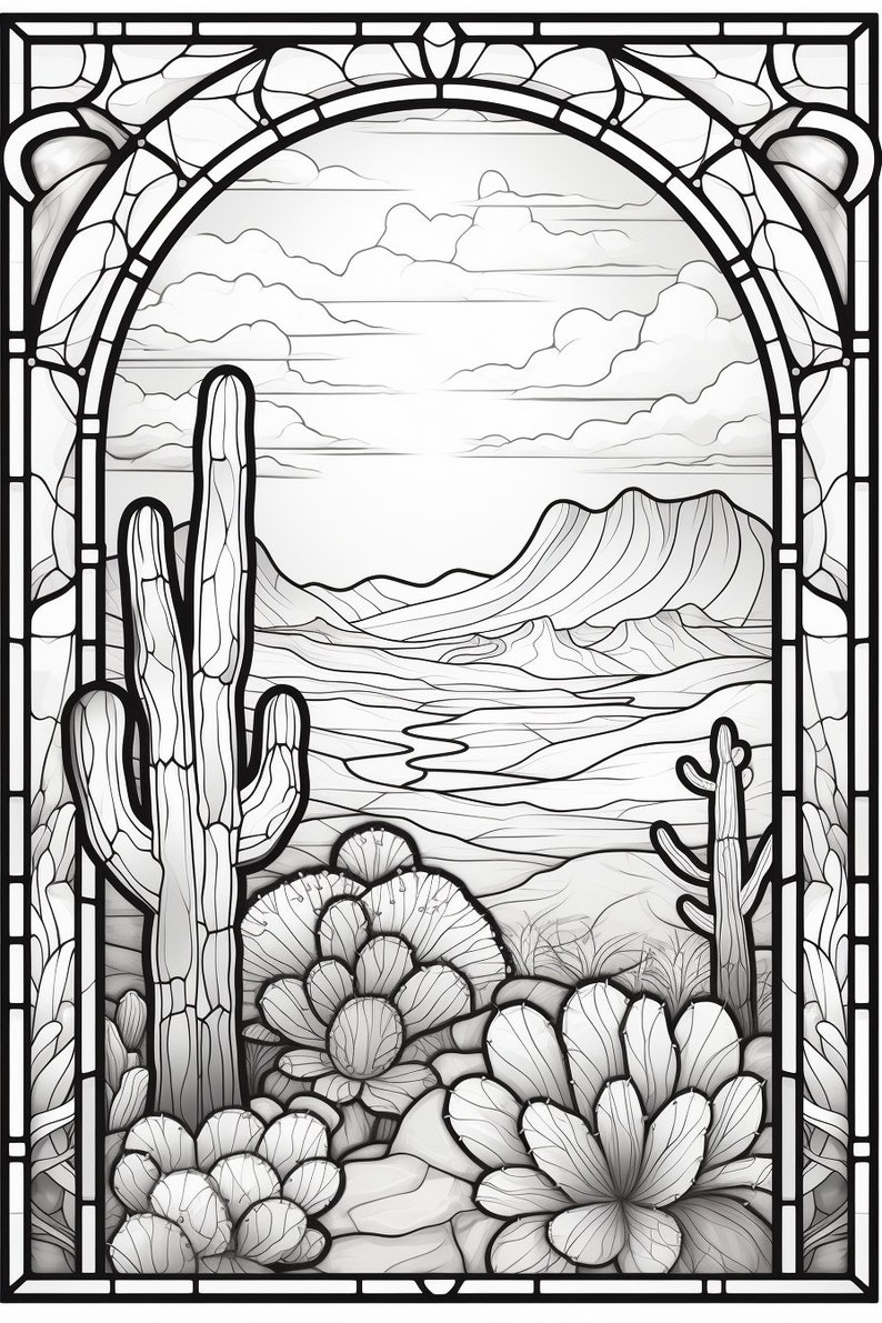 50 Stained Glass Coloring Pages ,grayscale Windows Art Coloring Sheets ...