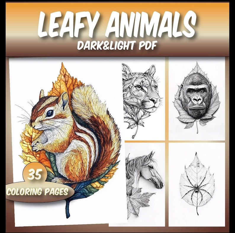 35 Leafy Animal Coloring Pages, Nature Life Coloring Book,leaf Animals ...