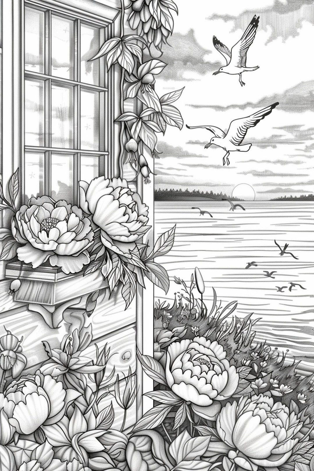 Enchanting Peonies:40 Coloring Pages of Floral Splendor in Diverse ...