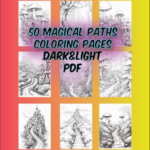 50 Magical Paths Coloring Pages ,greyscale Coloring Pages for Adults ...