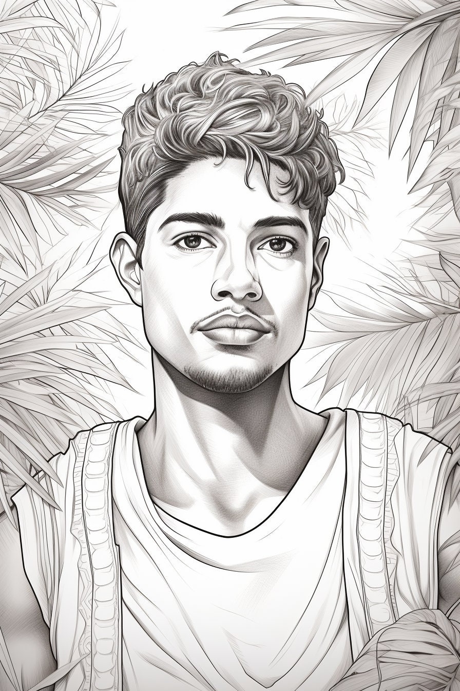 50 Handsome Men Coloring Pages, Man Portrait Grayscale Coloring Sheets ...