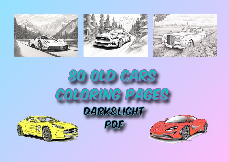 80 Vintage Cars Coloring Pages - Adult Coloring Sheets, Classic Cars ...