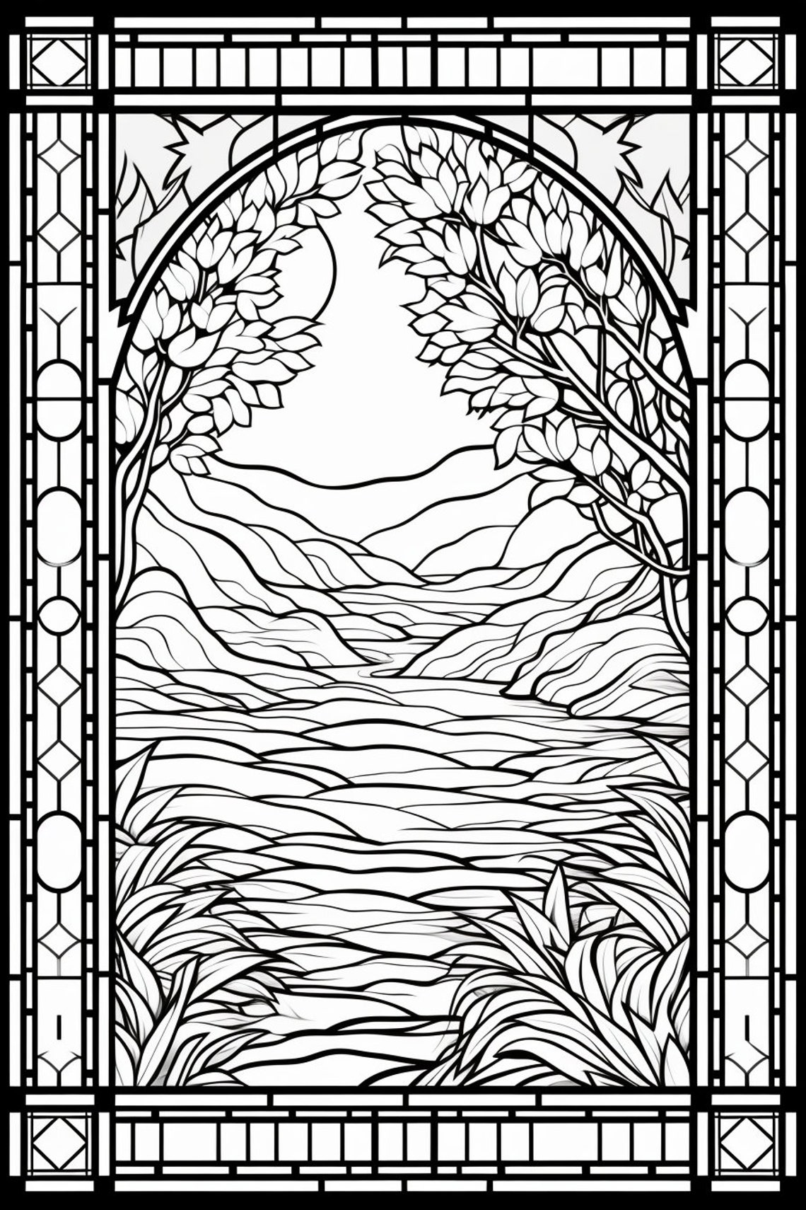 50 Stained Glass Coloring Pages ,grayscale Coloring Sheets, Adults ...