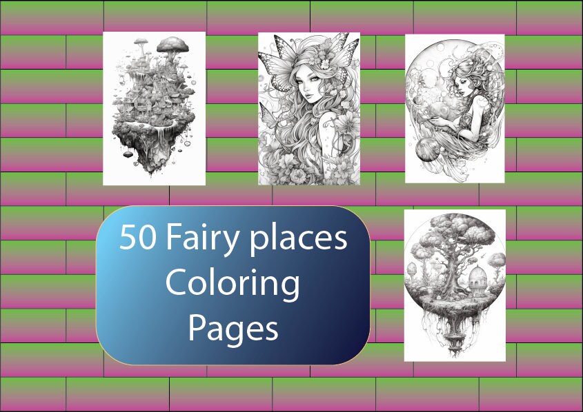 50 Mystical Fairy Places Coloring Pages, Fantasy Coloring Book, Fairy ...