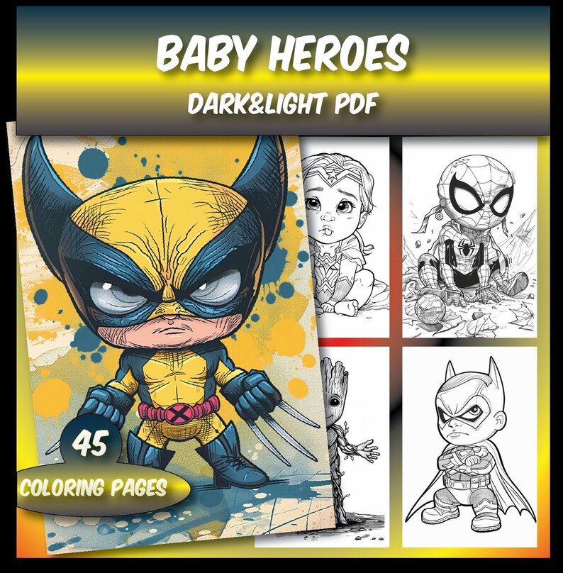 Tiny Titan:a Collection of 45 Baby Superhero Coloring Pages,adults ...