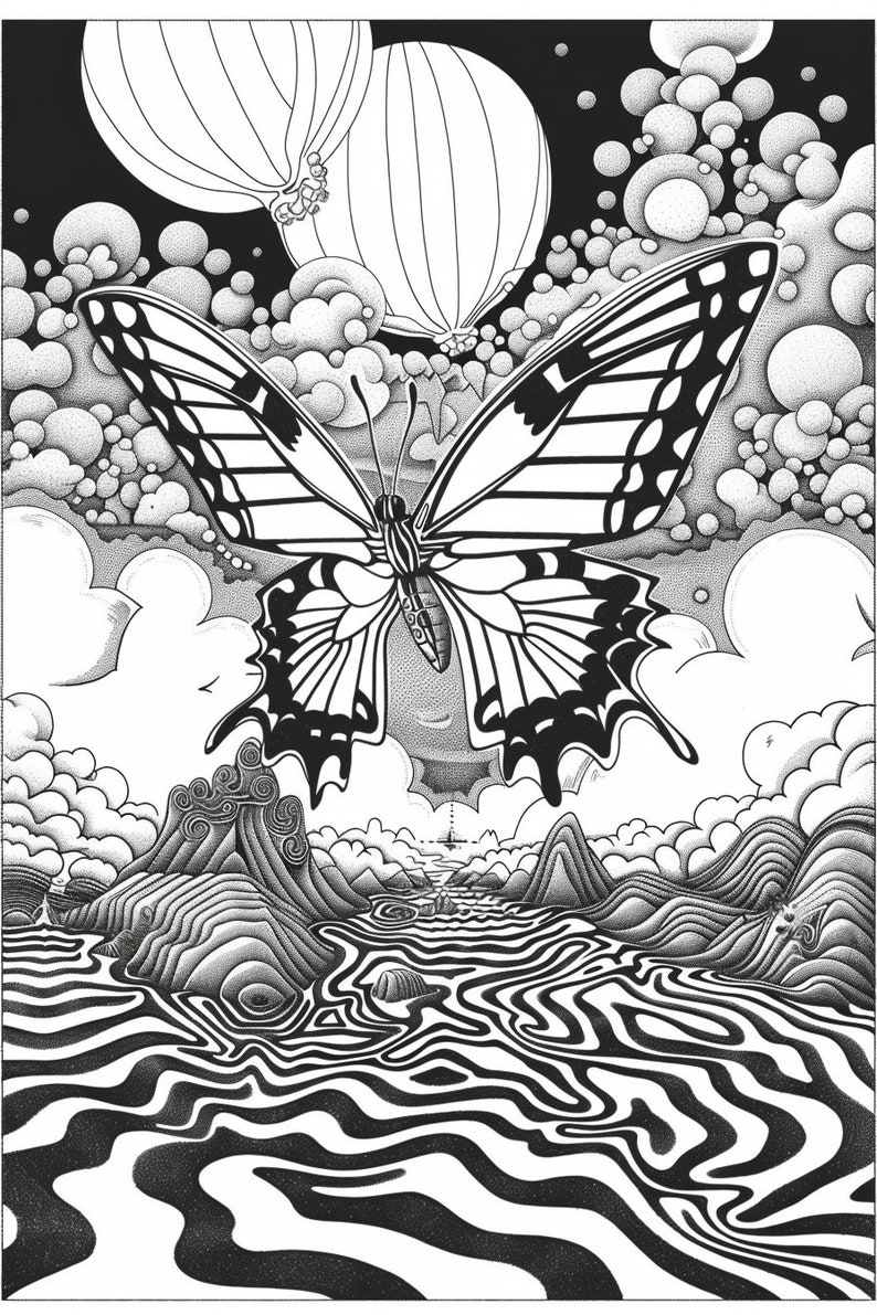 Dreamscapes: 40 Grayscale Surreal Coloring Pages for Adults and Kids ...