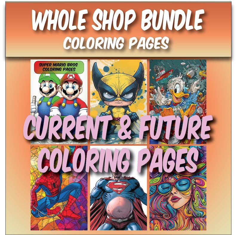 Whole Shop Bundle Coloring Pages - Instant Download - Grayscale ...