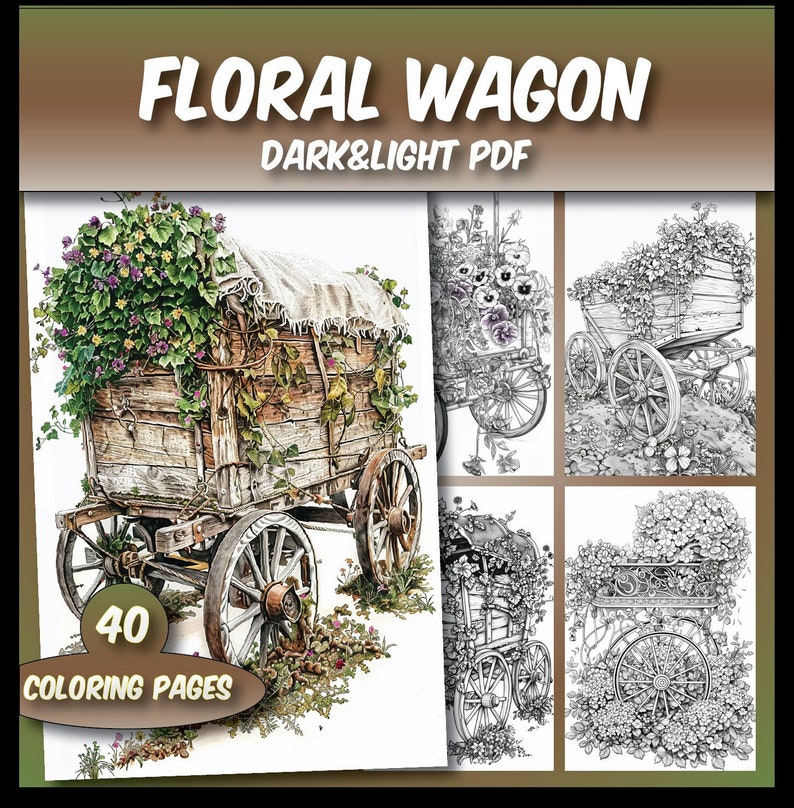 40 Wagons Coloring Pages,floral Wagon Coloring Pages for Adults and ...