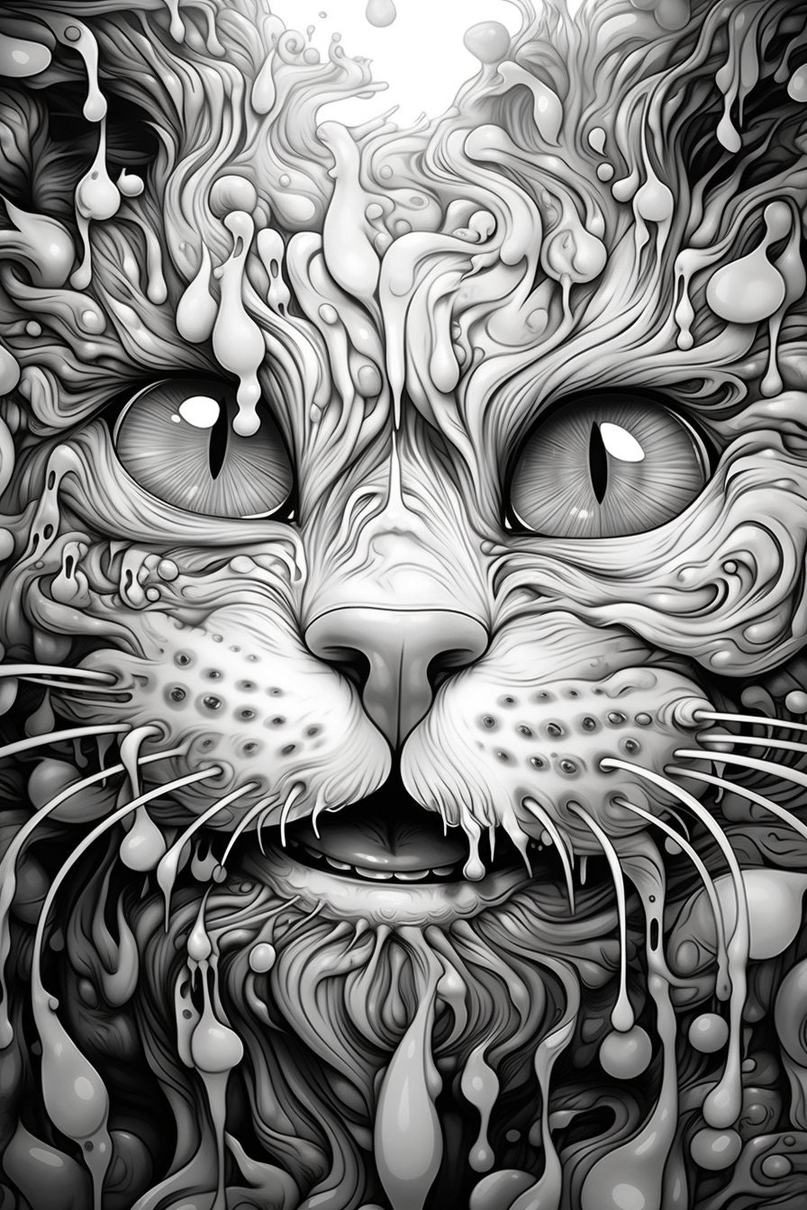 45 Trippy Psychedelic Coloring Pages for Adults, Dripping Faces ...