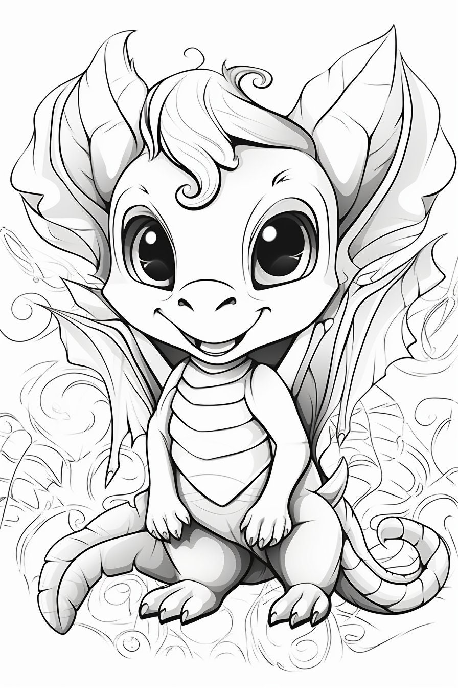 45 Fantasy Dragons Coloring Pages for Kids, Funny Little Dragons ...