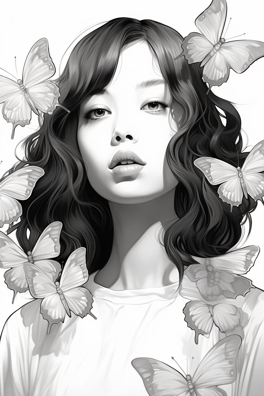40 Pretty Women Portraits Coloring Pages for Adults, Beautiful Women ...